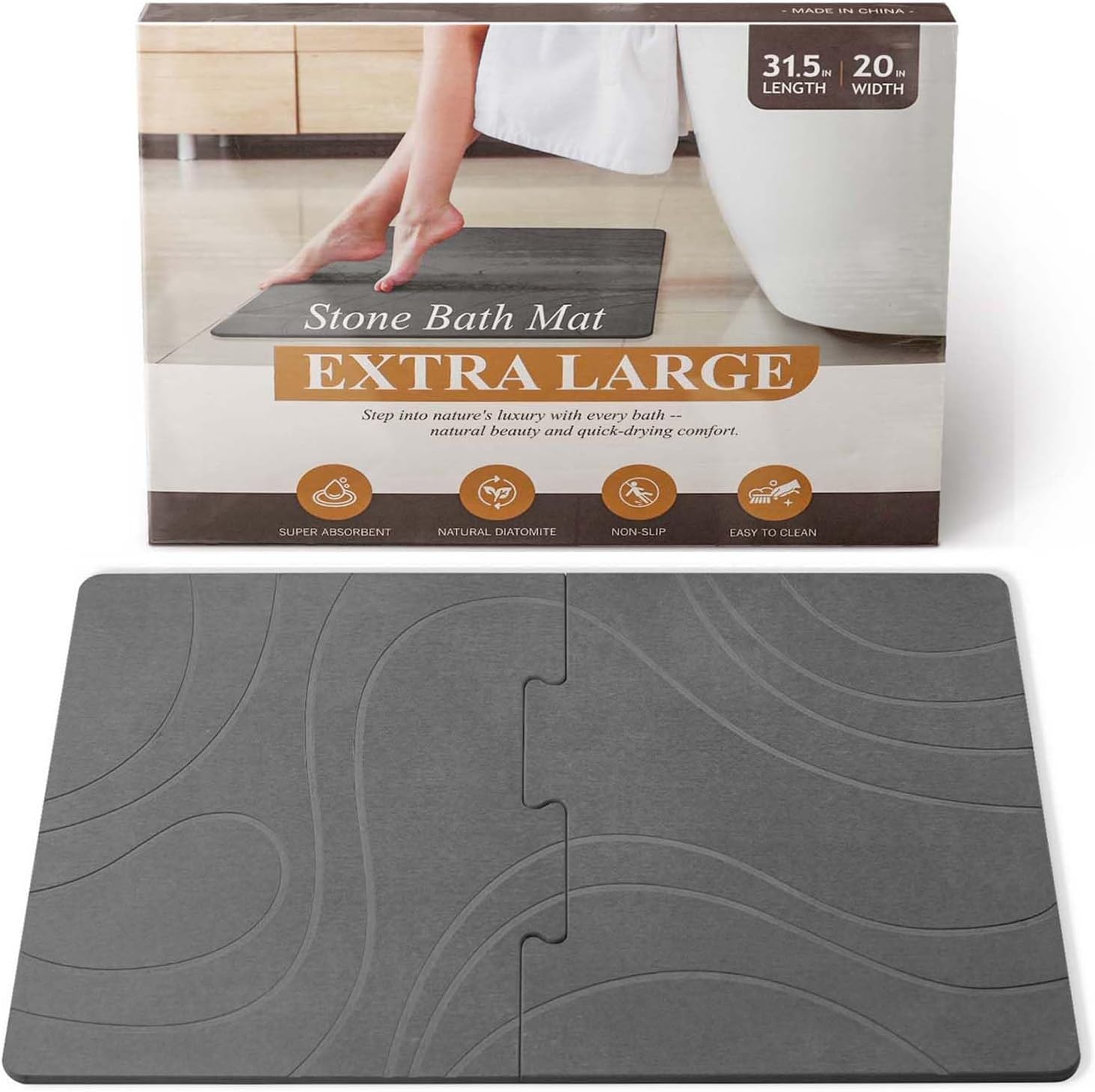 Amazon.com: Xirus Stone Bath Mat – Diatomaceous Earth Bathroom Mat ...