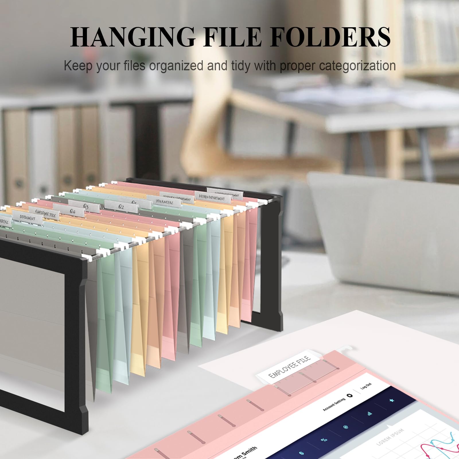 Snapklik.com : ViVin Hanging File Folders, 1/5-Cut Adjustable Tabs