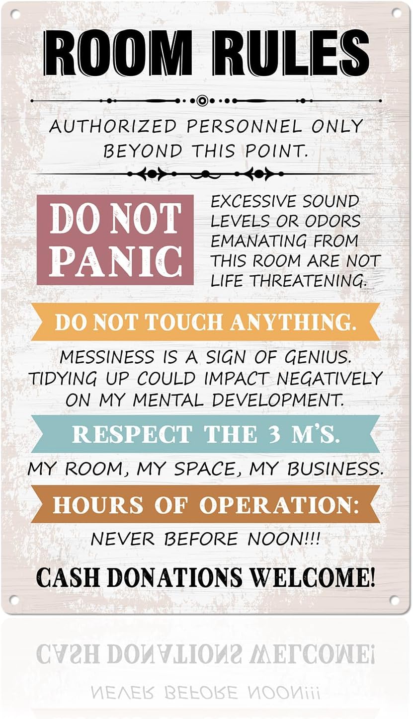 Amazon.com: Funny Room Rules Sign for Teen Girls, Teen Girl Room Decor ...