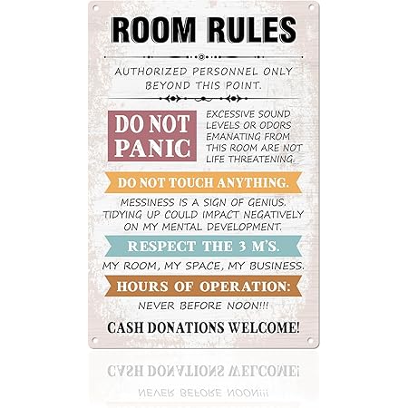 Amazon.com: Funny Room Rules Sign for Teen Girls, Teen Girl Room Decor ...