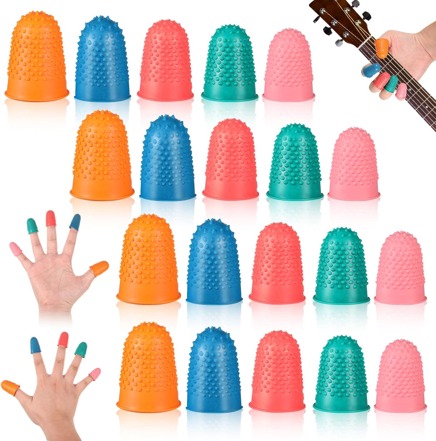 20 Pieces Rubber Finger Tips Thickened Finger Protectors Rubber Finger ...