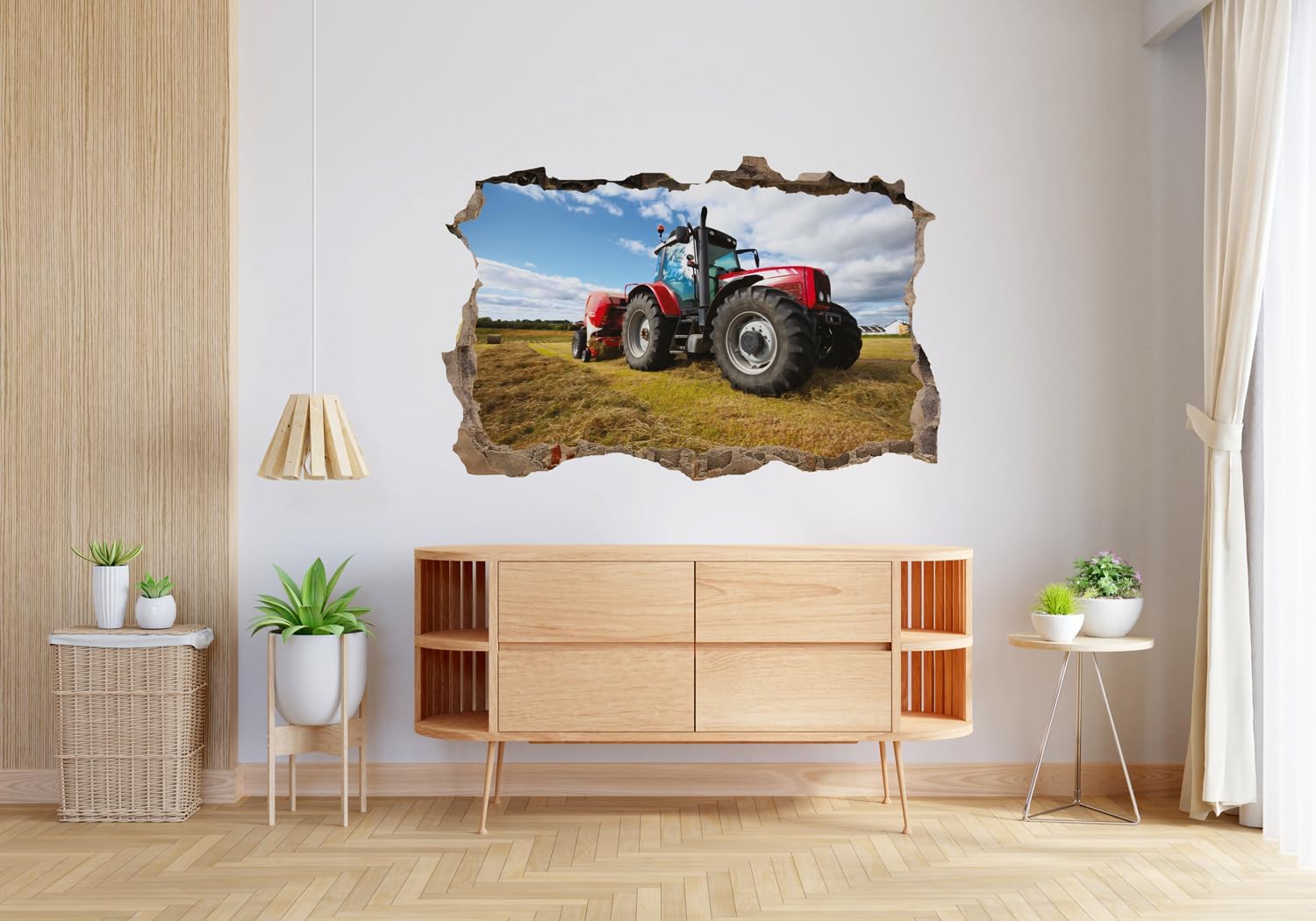 Wall Murals Online Ltd Red Tractor in The Field Wall Sticker Wall Mural ...
