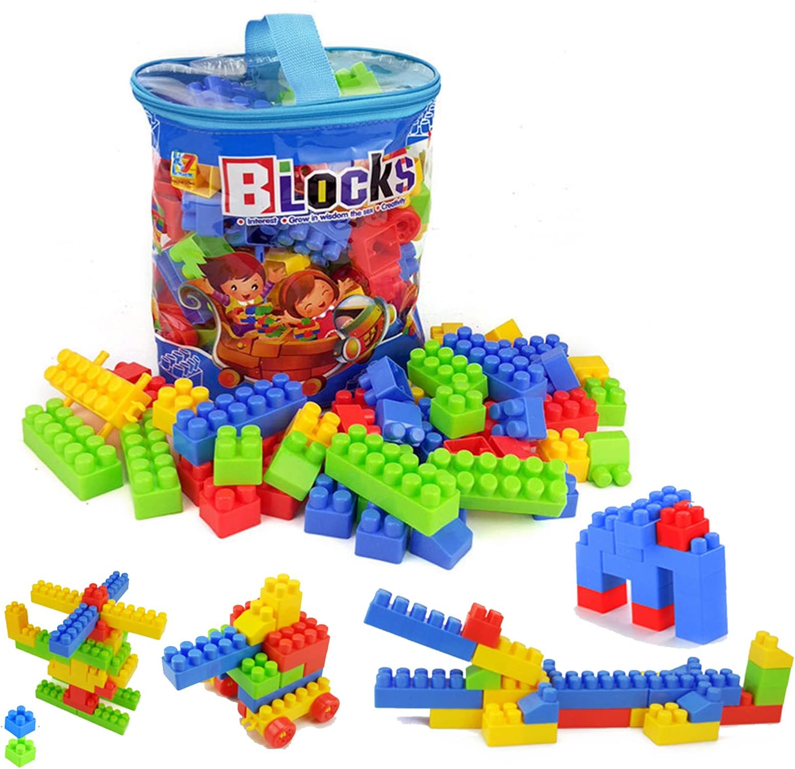 Beauenty 100 Piece Soft Plastic Multi Colored Building Block,Compatible ...