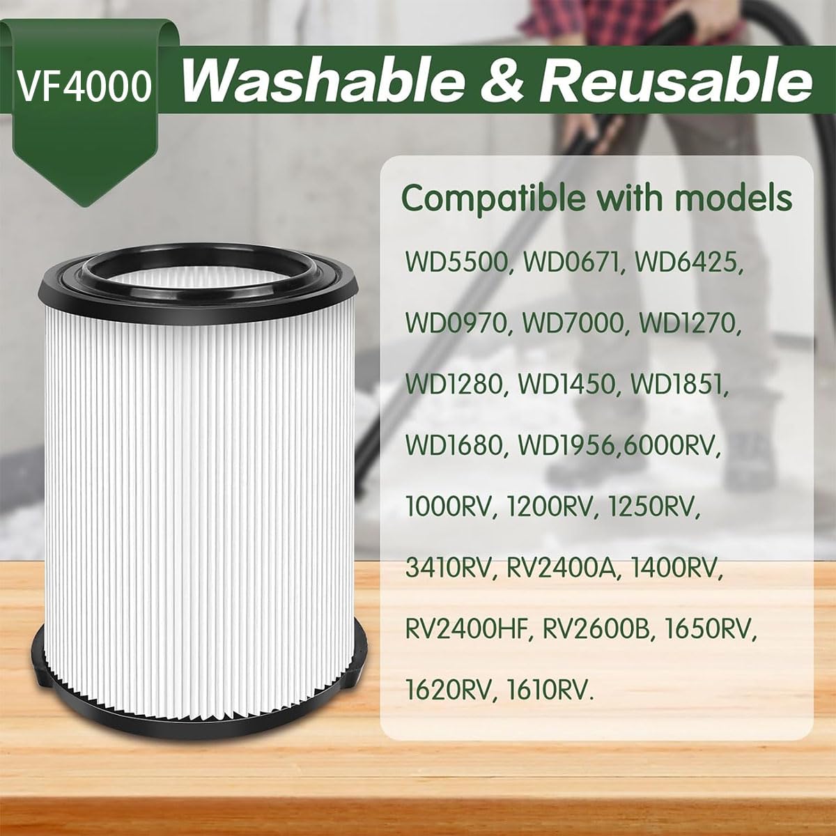 Small Shop Vac VF4000 Filter For Ridgid Shop Vac, Standard Wet/Dry Vac ...