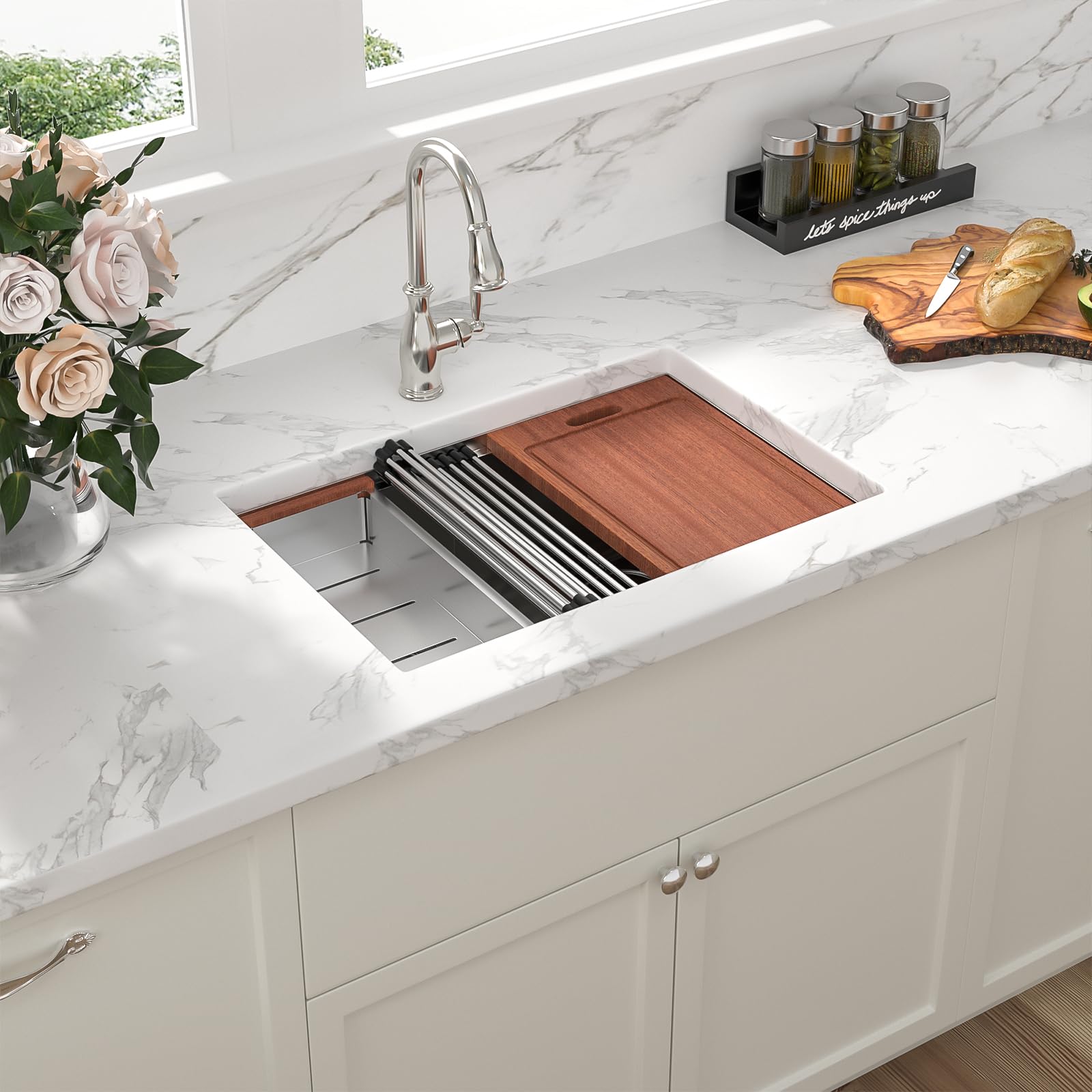 Snapklik.com : 28 Undermount Kitchen Sink Double Bowl - 28x19 Inch ...