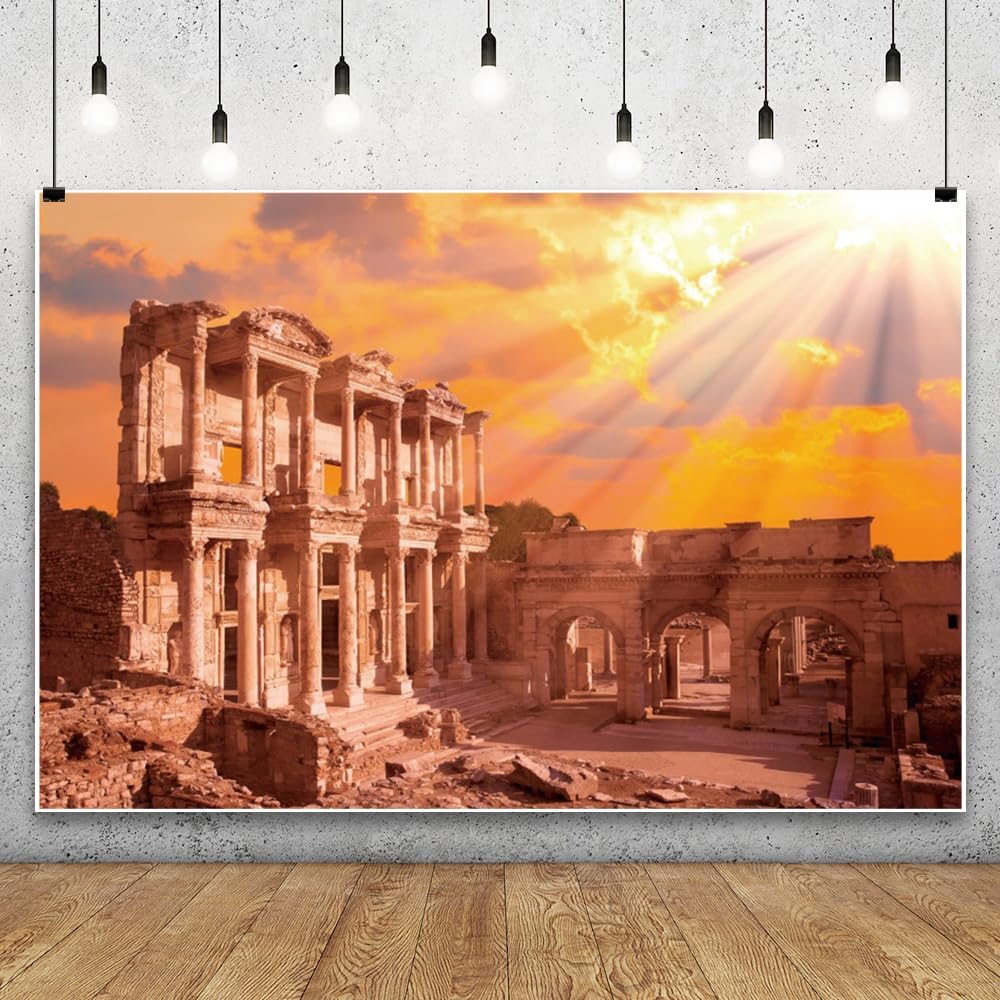 Amazon.com : Leowefowa 5x3ft Acropolis of Athens Backdrop Sunrise ...