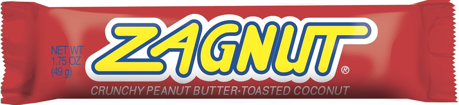 Amazon.com : Zagnut Candy Bar, Crunchy Peanut Butter-Toasted Coconut, 1 ...