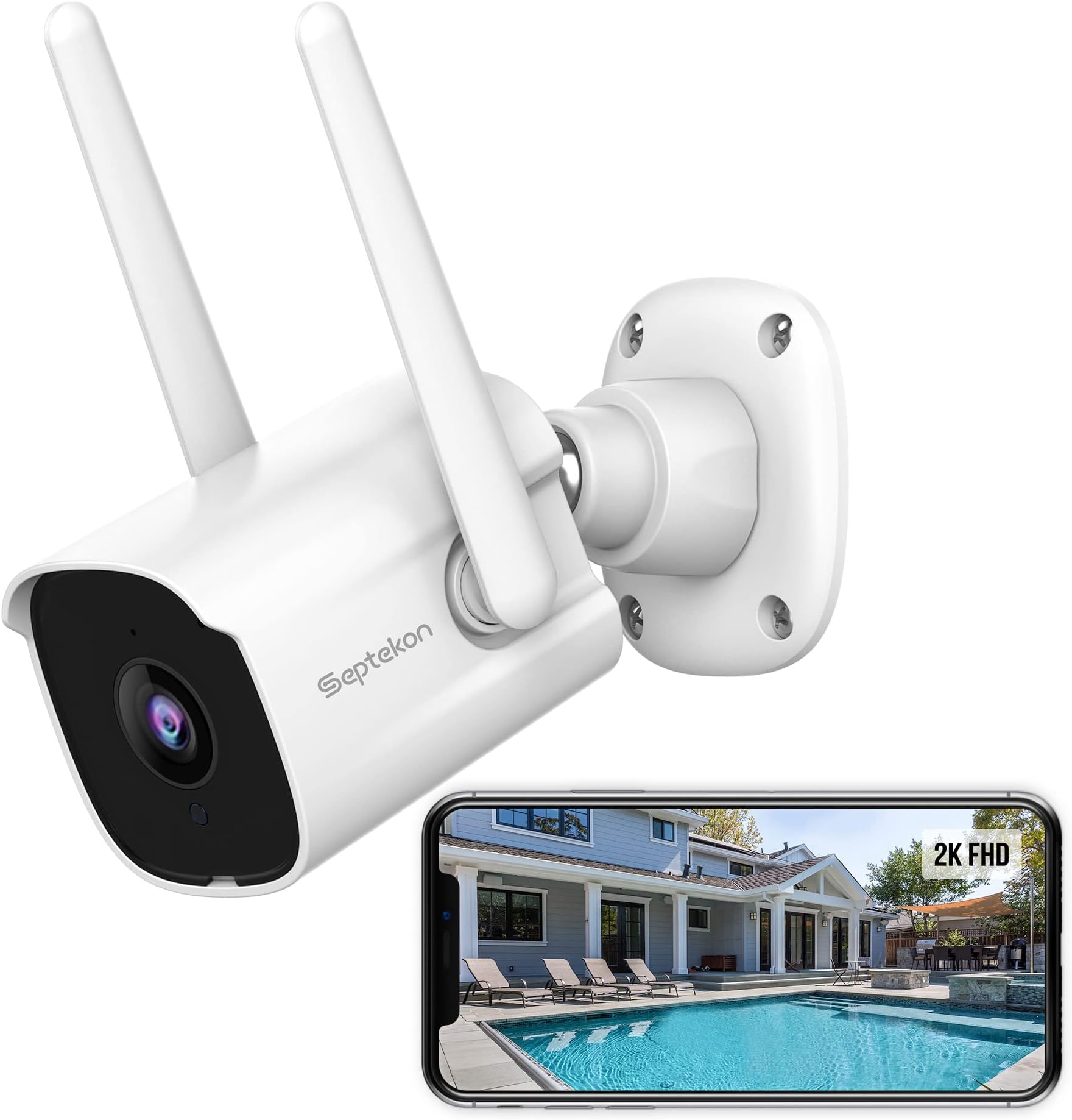 Amazon.com : Septekon 2K Security Cameras Outdoor, 2.4G WiFi Cameras ...