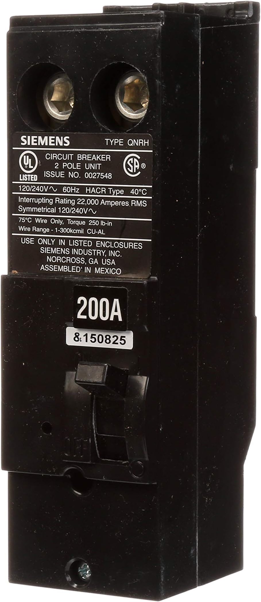 SCHNEIDER ELECTRIC 120/240-Volt 200-Amp HOM2200BB Miniature Circuit ...