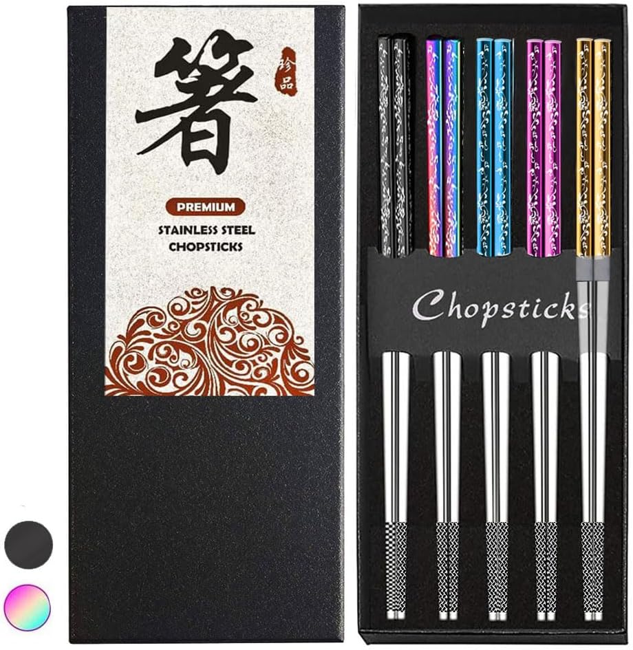 Amazon.com: Metal Chopsticks With Case Stainless Steel Chopsticks ...