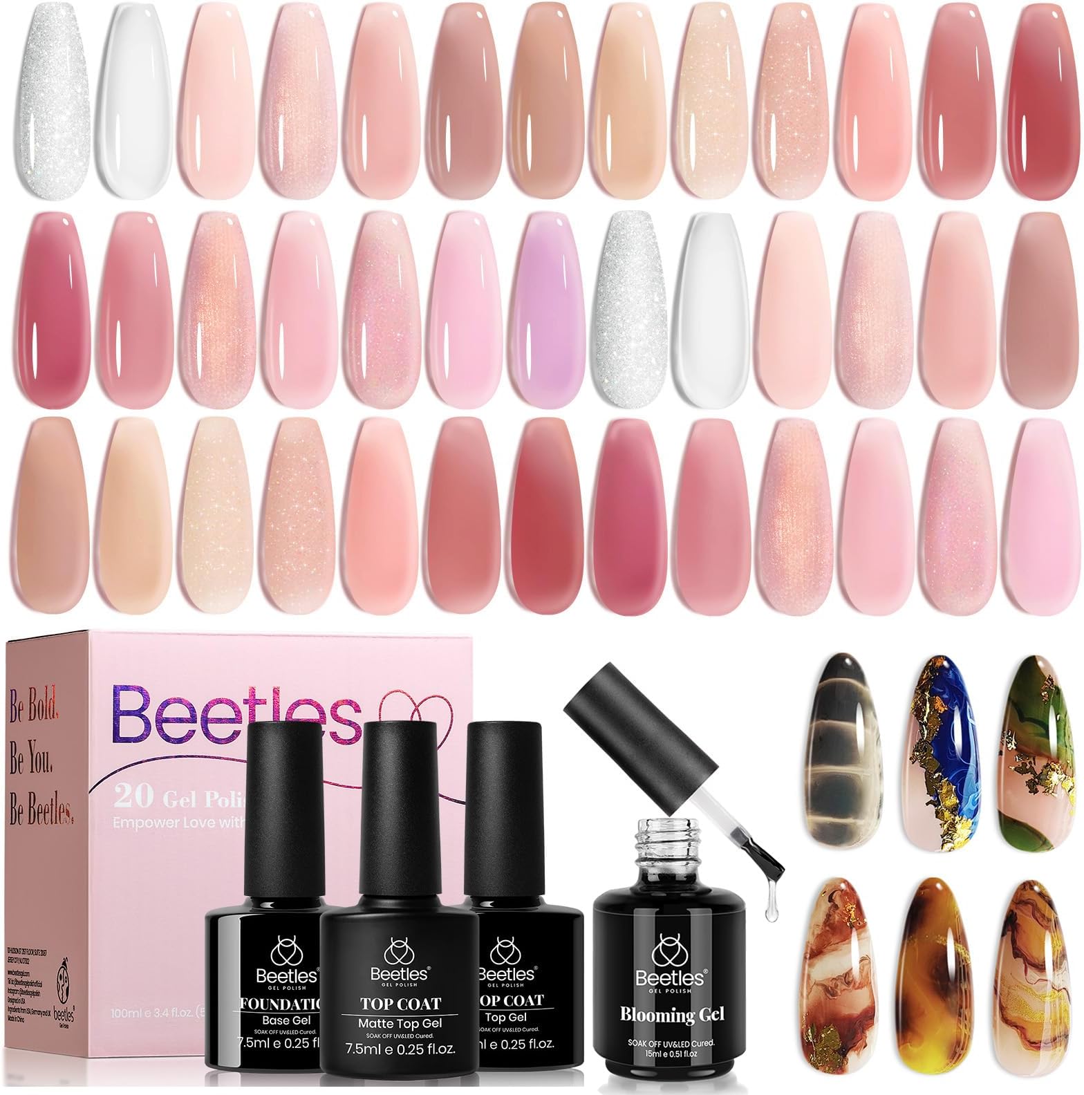 Amazon.com : Beetles Jelly Gel Nail Polish Set 20 Colors Neutral Sheer ...