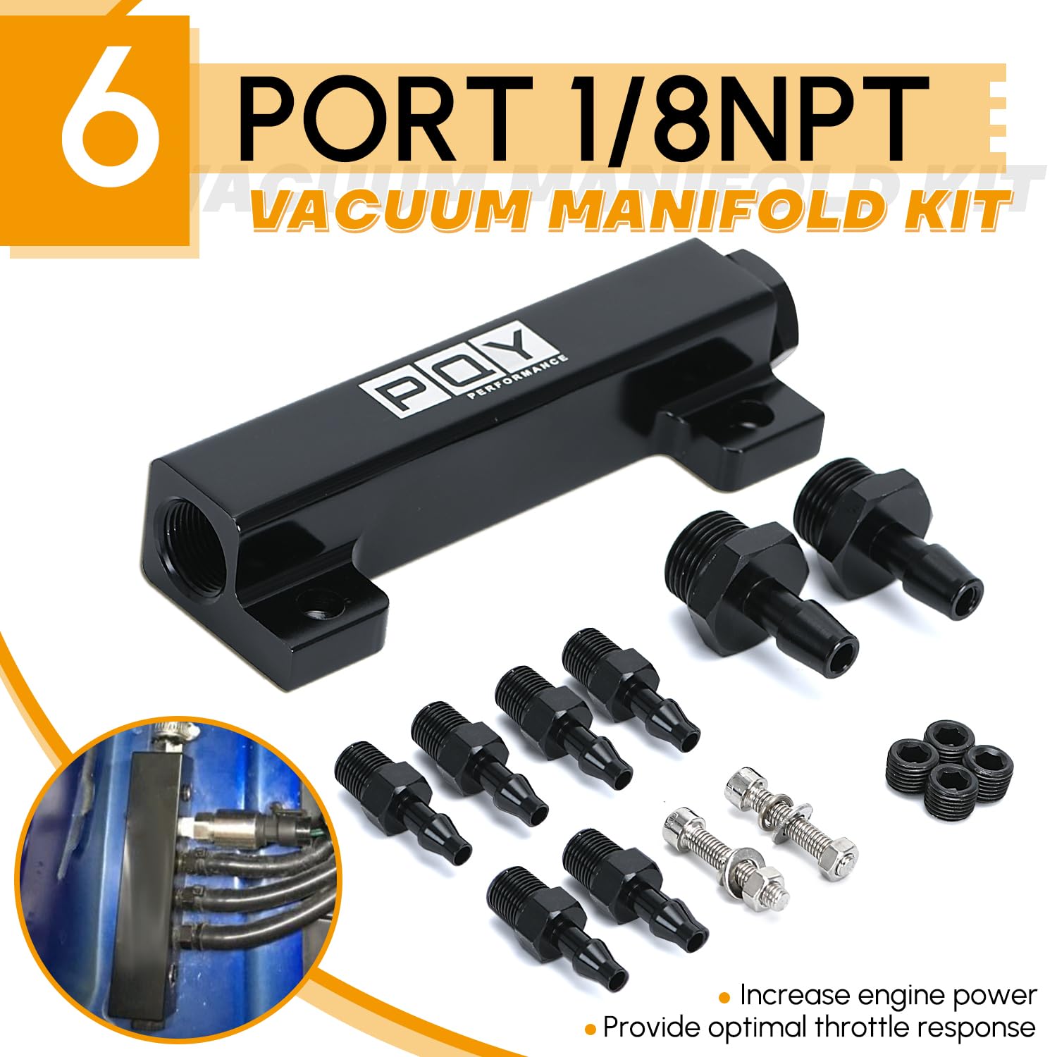 Snapklik.com : 6 Port Vacuum Block Intake Manifold Kit Intake Fuel ...