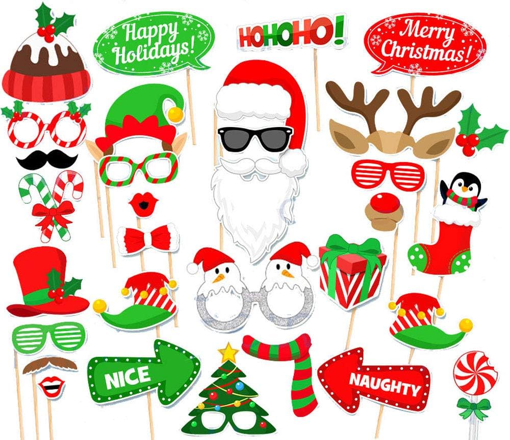 Amazon.com: Christmas Photo Booth Props Kit(47Pcs), Konsait DIY Ugly ...