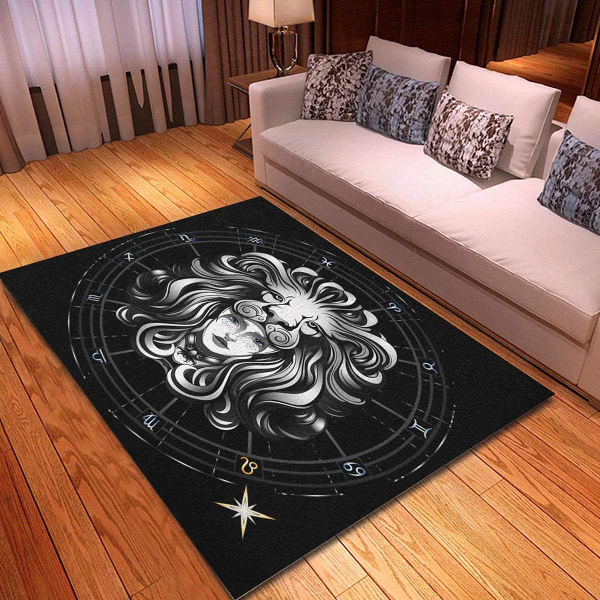 Amazon.com: rouihot Non-Slip Area Rug 2'x 3' Gray Native Zodiac Sign ...