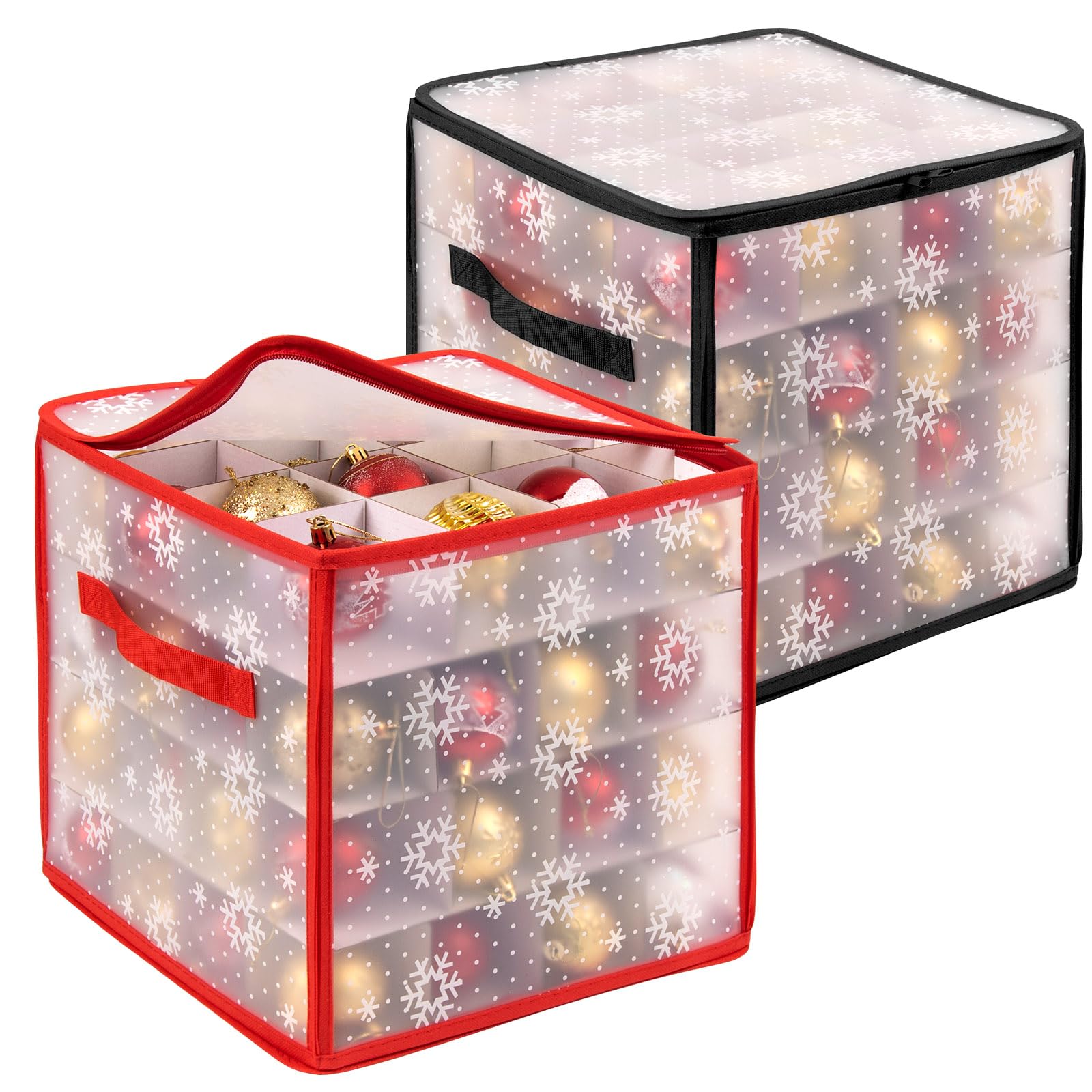 wsryx 2 Pack Christmas Bauble Storage Box, Foldable Clear Xmas Bauble ...
