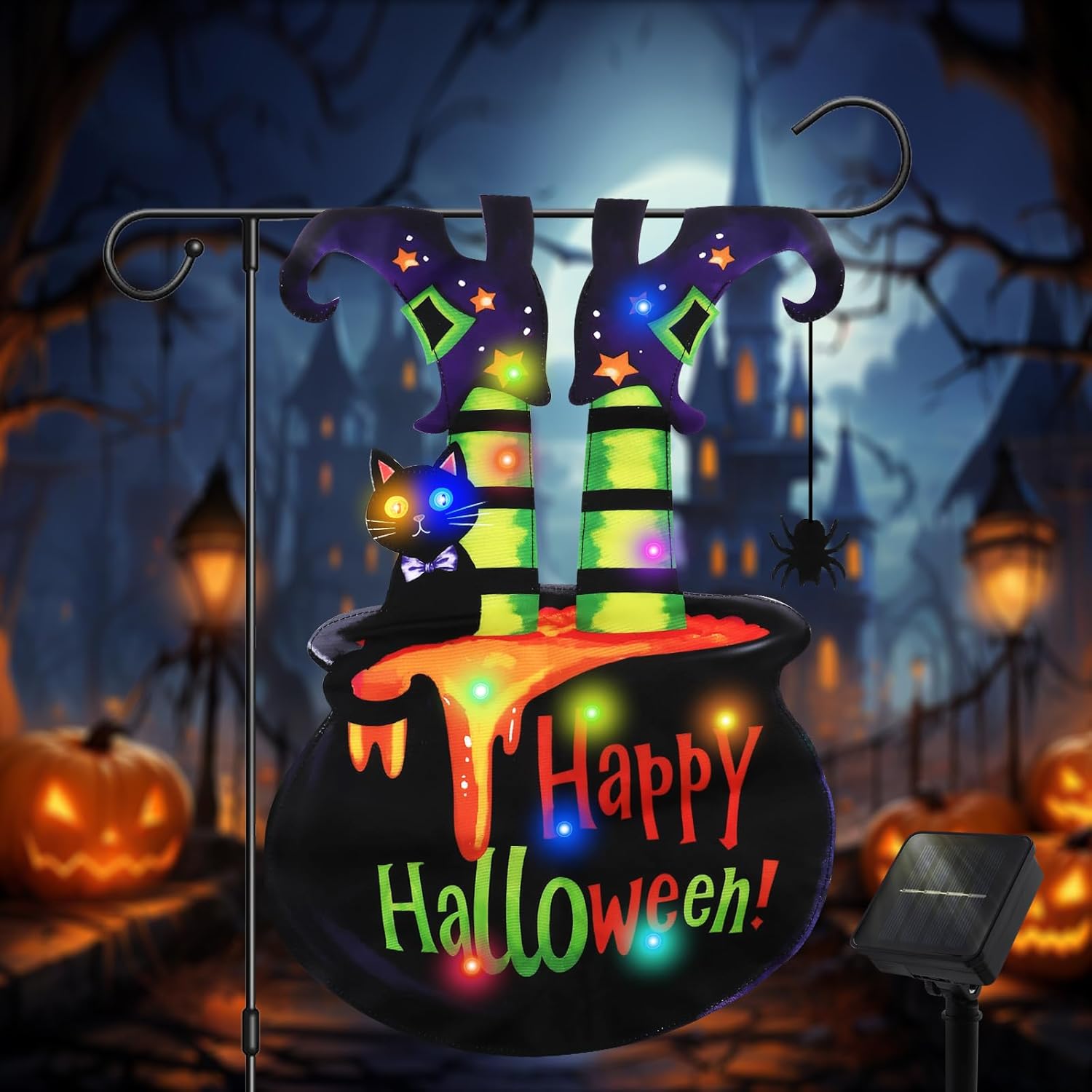 Amazon.com : Neaonau Halloween Lighted Garden Flag for Outdoor 13 * 18 ...