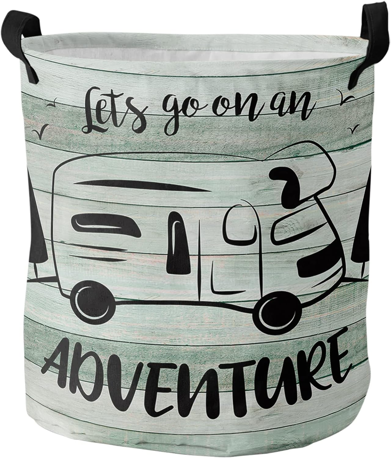 Amazon.com: Laundry Hamper, Camper Tree Adventure Vintage Green Wood ...