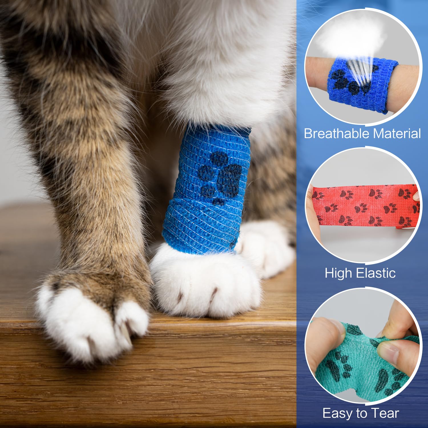 Snapklik.com : 6pcs Vet Wraps, 2" Self Adhesive Bandage Wraps, Non ...