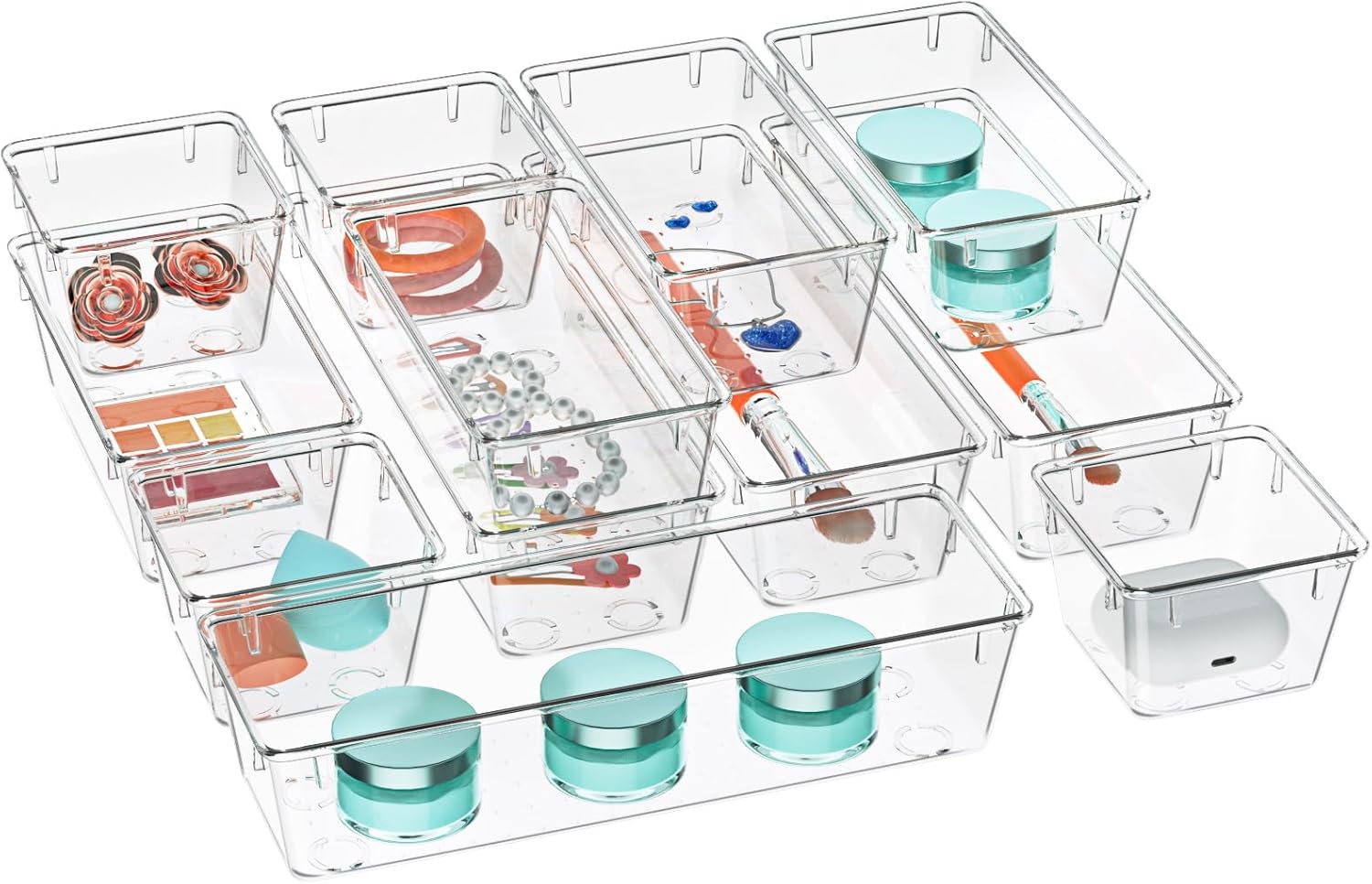 Amazon.com: WOWBOX 12 Pack Clear Drawer Organizer Set, Acrylic Drawer ...