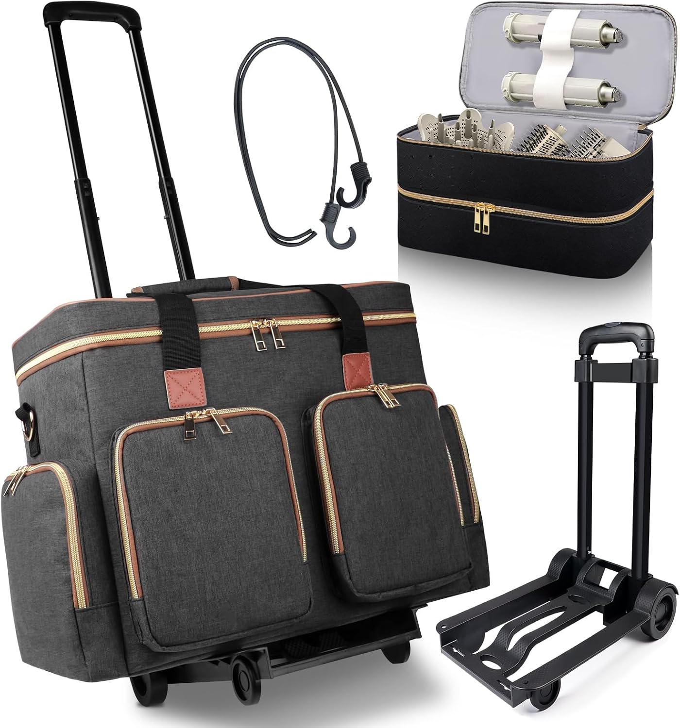 Amazon.com: Sambois Rolling Teacher Tote Bag with Detachable Trolley ...