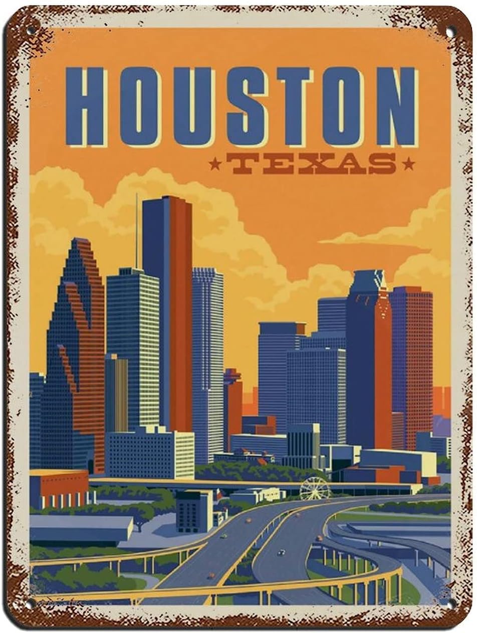 Amazon.com : Travel Metal Sign Houston Texas Metal Poster City Trip ...