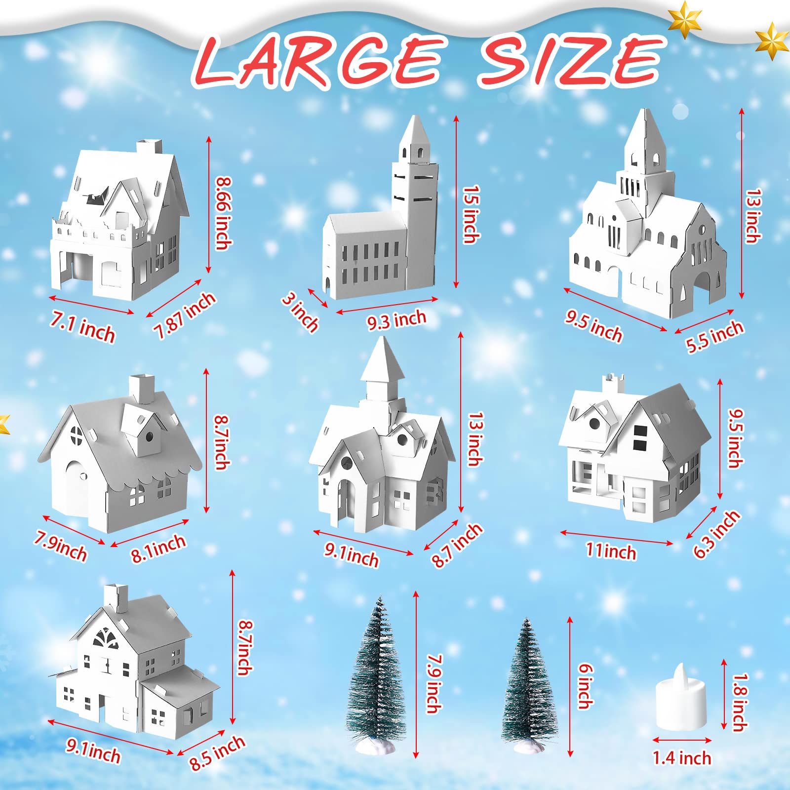 Cardboard Christmas Village Kits DIY Glitter Christmas Village House