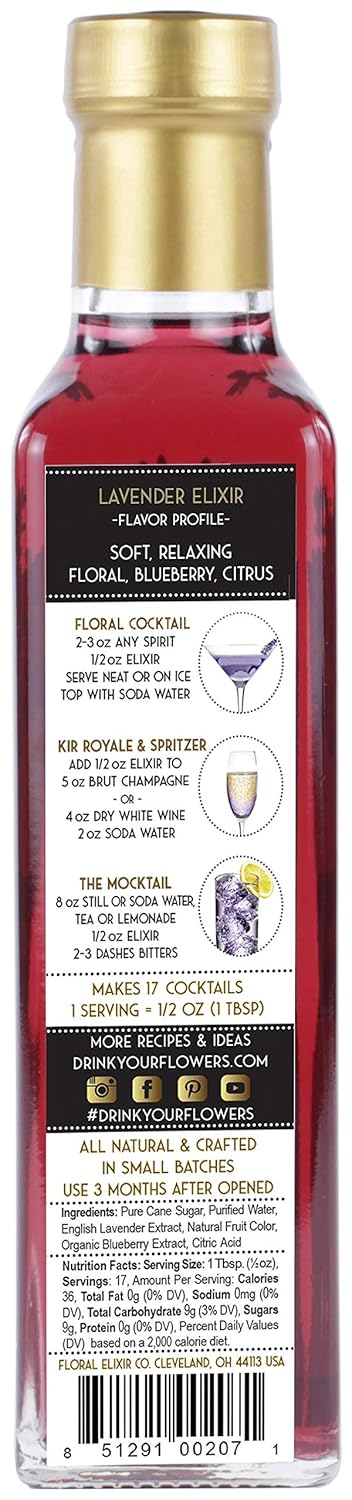 Floral Elixir Co Lavender Elixir – Jarabe natural para cócteles y ...