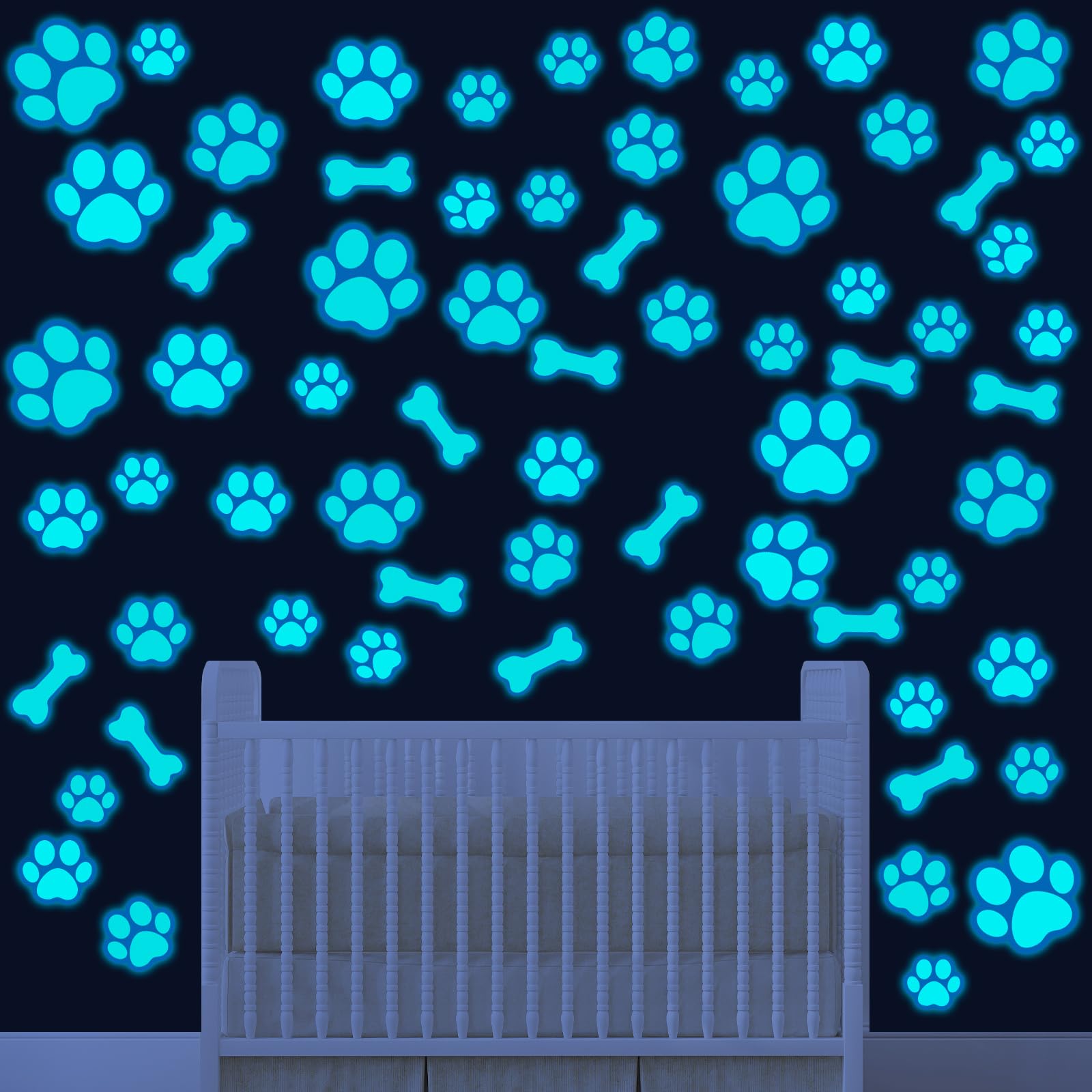 Amazon.com: 127 Pcs Dog Paw Print Stickers Glow in The Dark Wall Decals ...