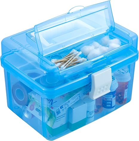 Amazon.com: MyGift 10 Inch First Aid Transparent Blue Bin with ...