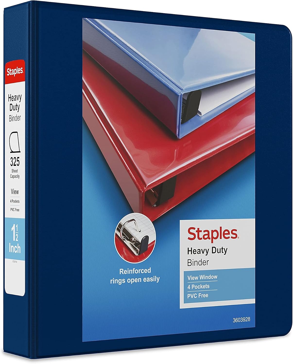 Amazon.com : Staples Heavy-Duty 1 1/2-inch 3-Ring View Binder with D ...