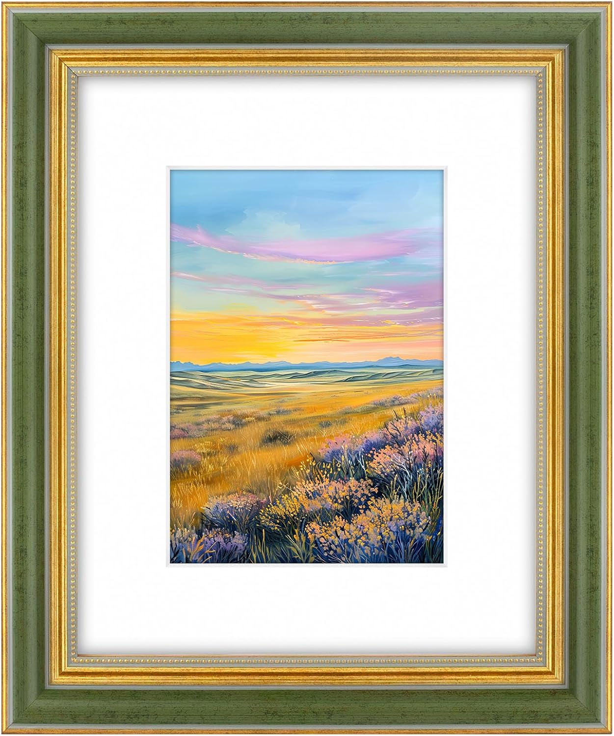 Amazon.com - 8x10 Picture Frame with Mat,Holds 5x7,Real Glass,Green ...