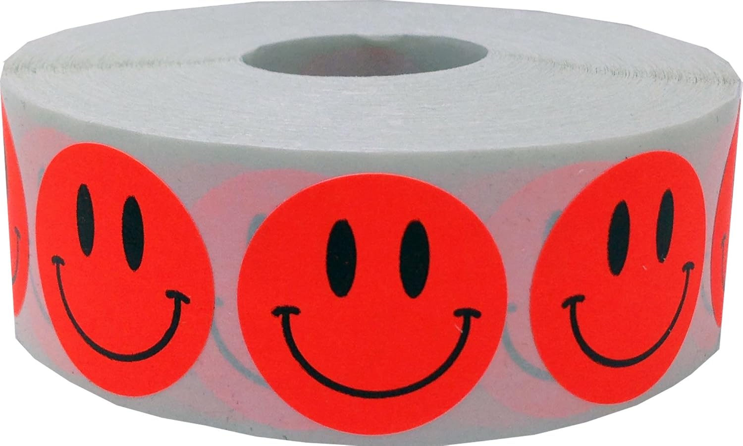 Happy Face Stickers Fluorescent Red Happy Face Labels 25 mm 1 Inch 500 ...