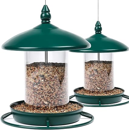 Amazon.com : Pack of 2 Bird Feeder for Outdoor Hanging. Green : Patio ...