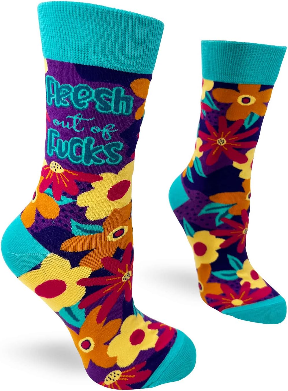 Amazon.com: Fabdaz Women's Novelty Floral Crew Socks with Funny Saying ...