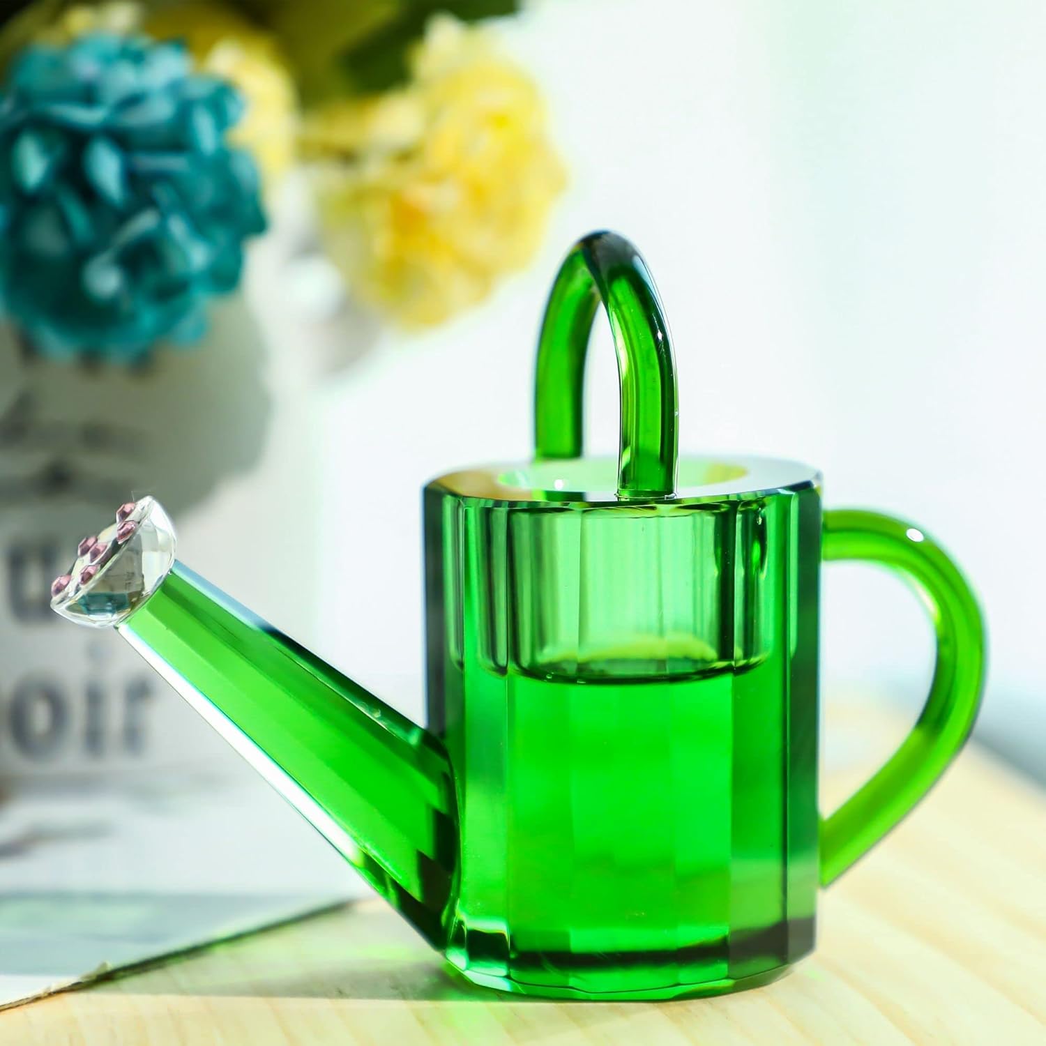 Amazon.com: QFkris Green Crystal Watering Can Art Figurines ...