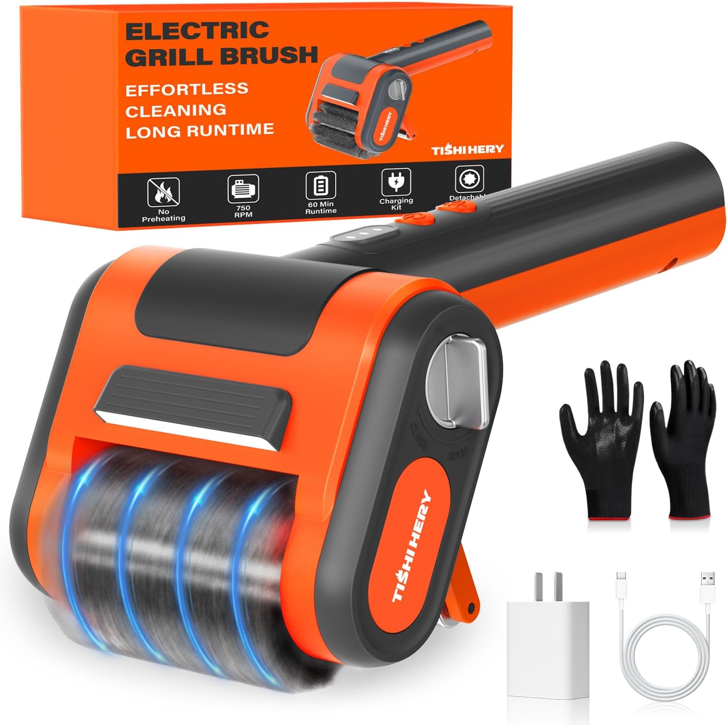 Amazon.com: Electric Grill Brush for Outdoor Grill, 800 RPM Brush Head ...