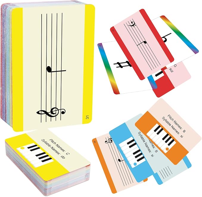 Amazon.com: Music Flash Cards, 54 Piano Note Theory Flash Cards - Staff ...