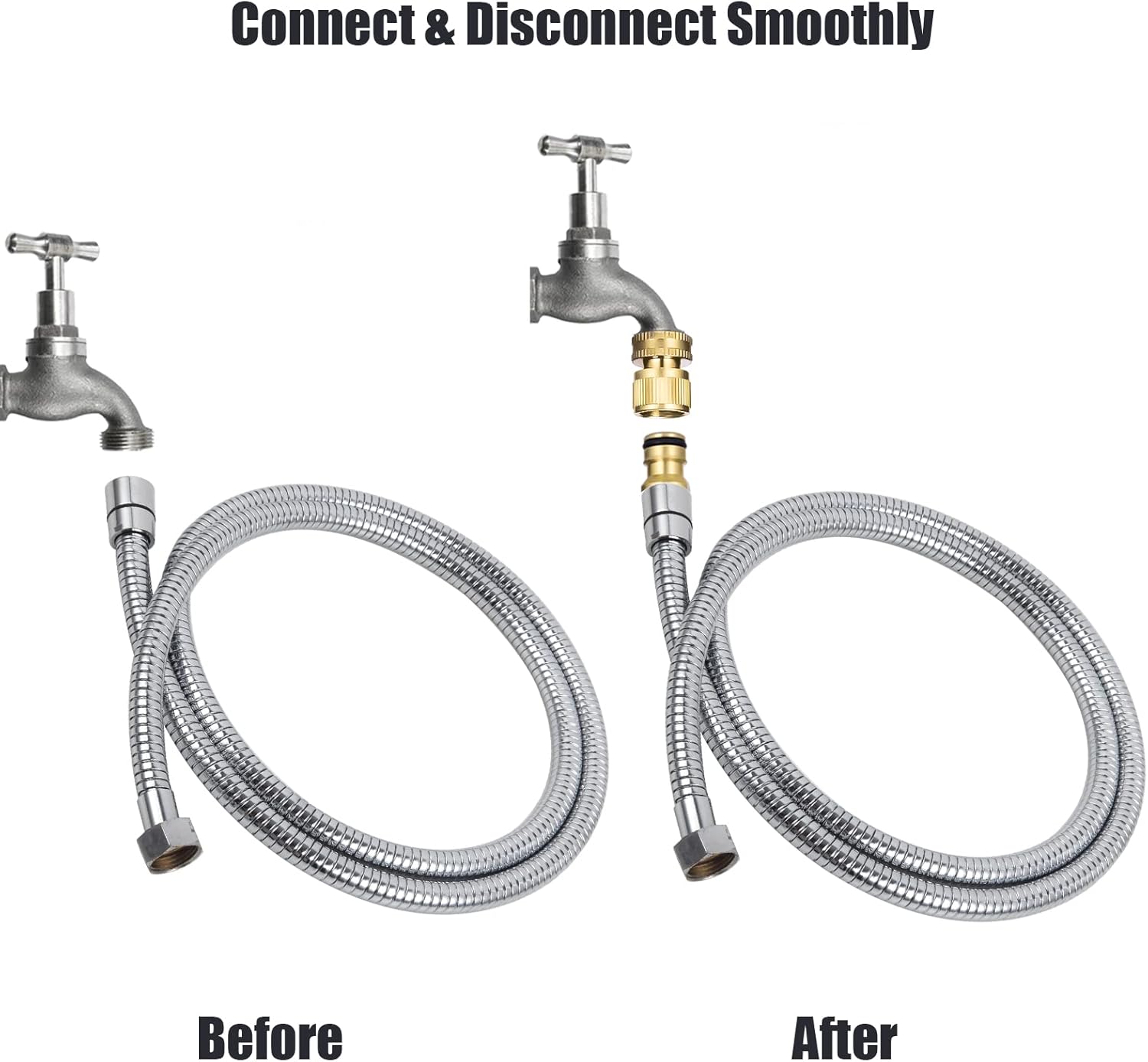 TOYMIS 2 Sets Garden Hose Tap Connector Kit, 3/4″ Brass Hose Connectors ...