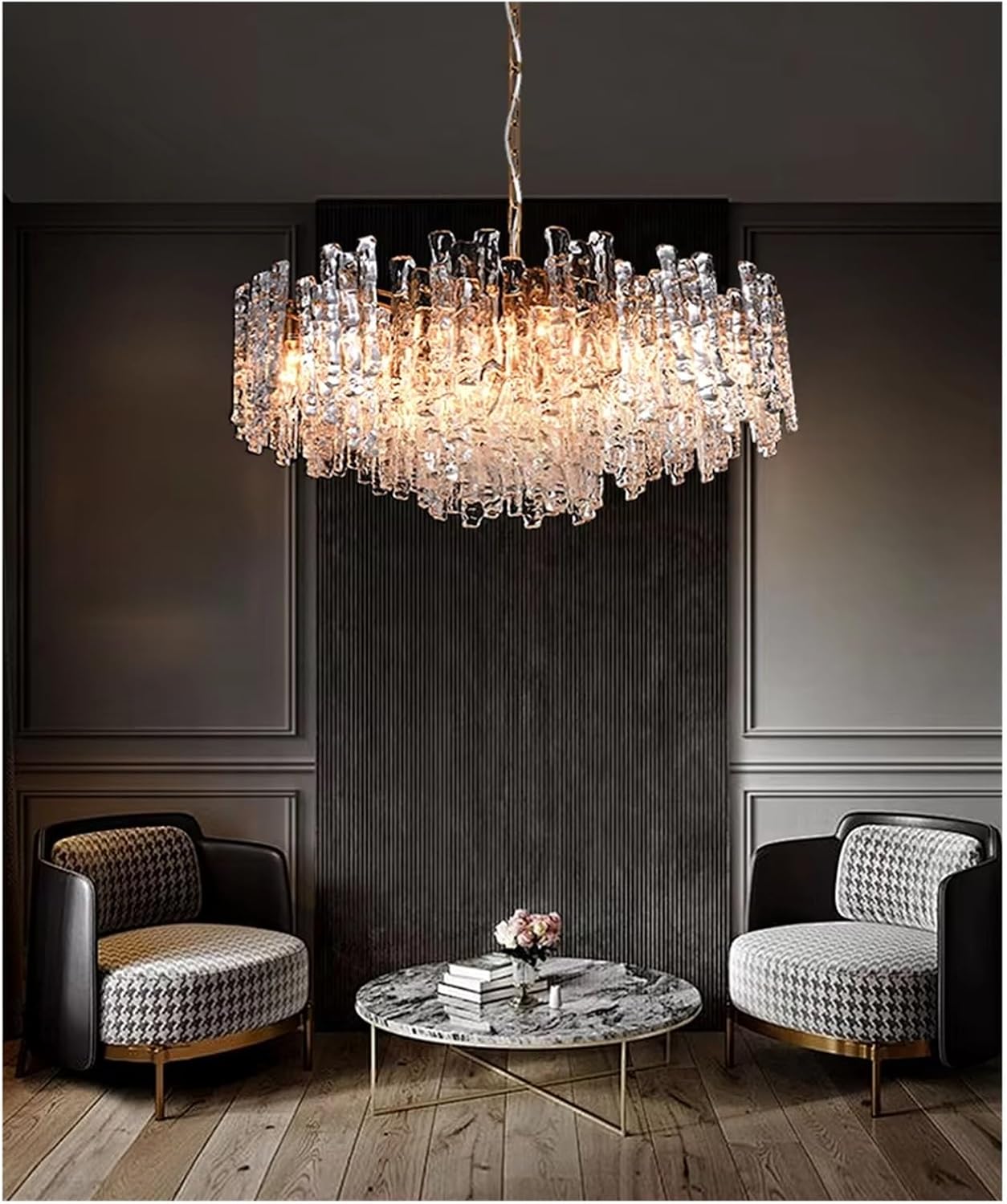 Melting Ice Glass Chandeliers LED Lighting Fixture Hanging Lamp for ...