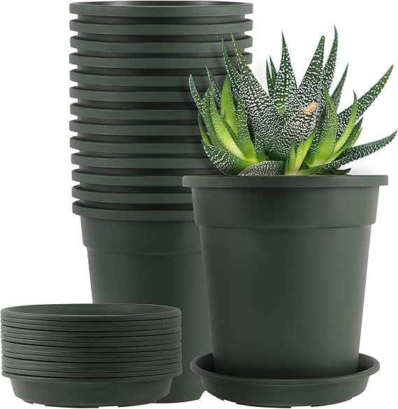Amazon.com: MUKCHAP 14 Pack 1 Gallon Plant Pots with Saucers, 6 Inch ...