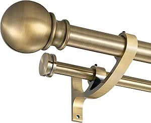 Lwiiom Double Curtain Rods with Aluminum Bouquet Brackets and Round ...