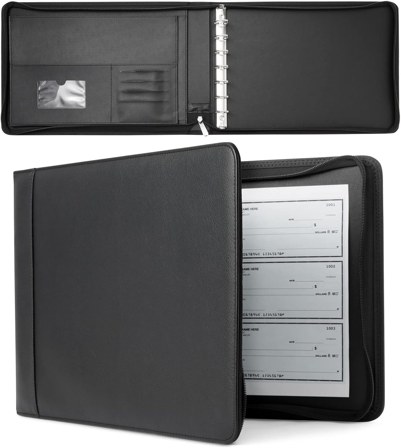 Amazon.com : 7 Ring Business Check Binder with Zipper for Checkbooks ...