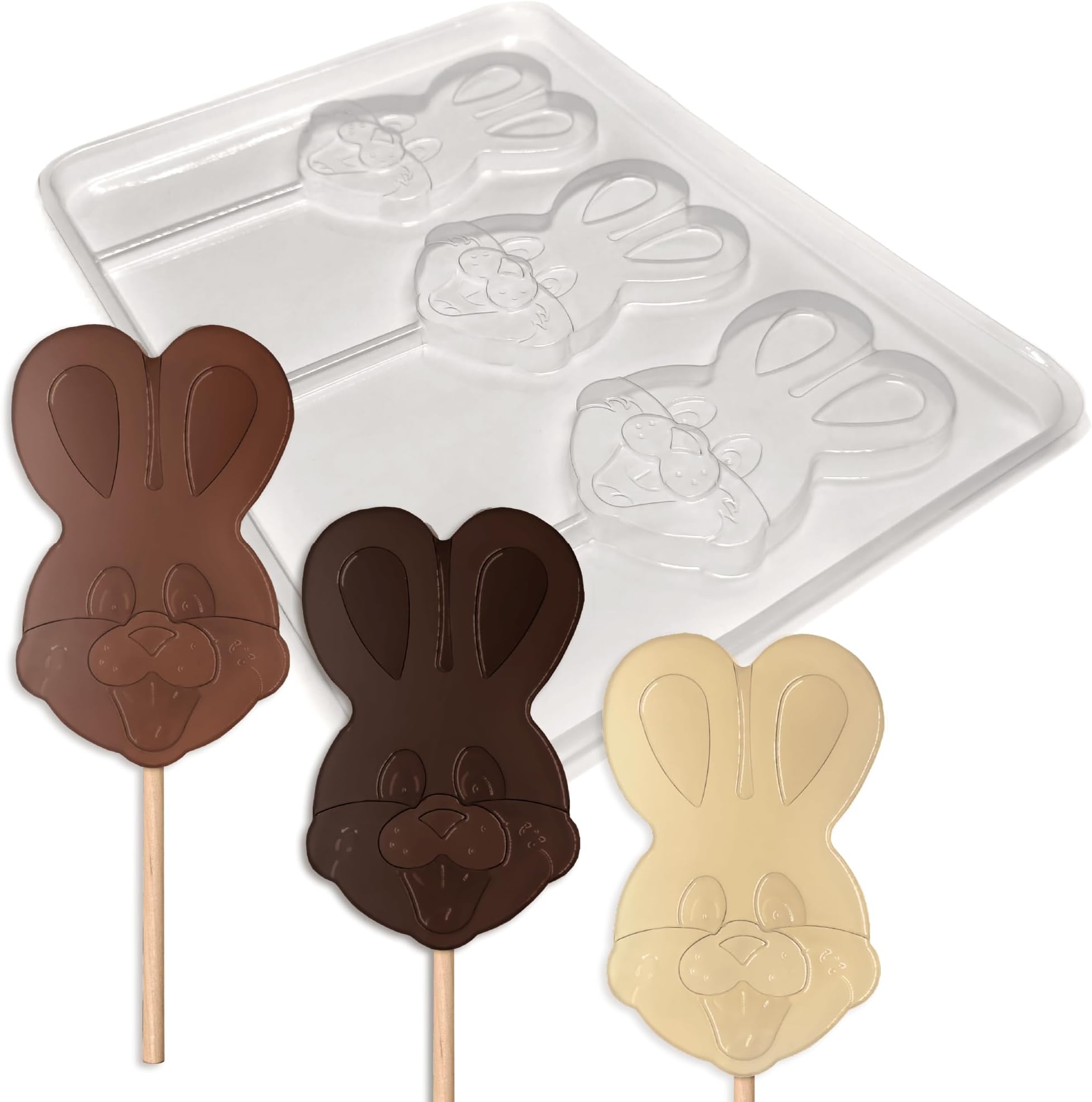 Easter Bunny Chocolate Lolly Mould - 64g - Packs of 3, 6 or 12 - DIY ...