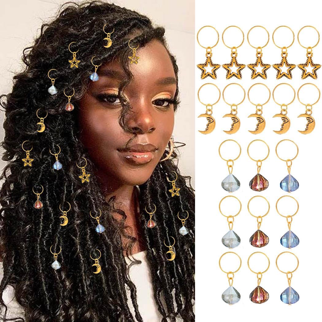Amazon.com : Formery Star Braid Hair Accessories Gold Crystal Loc ...