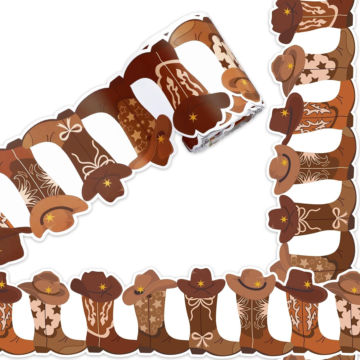 Amazon.com: FYSUIMU 32.8ft Cowboy Boot Bulletin Board Borders Brown Hat ...