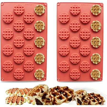 Amazon.com: Silicone Waffle Mold Set, 2PCS/Set 18/20 Cavity Mini ...