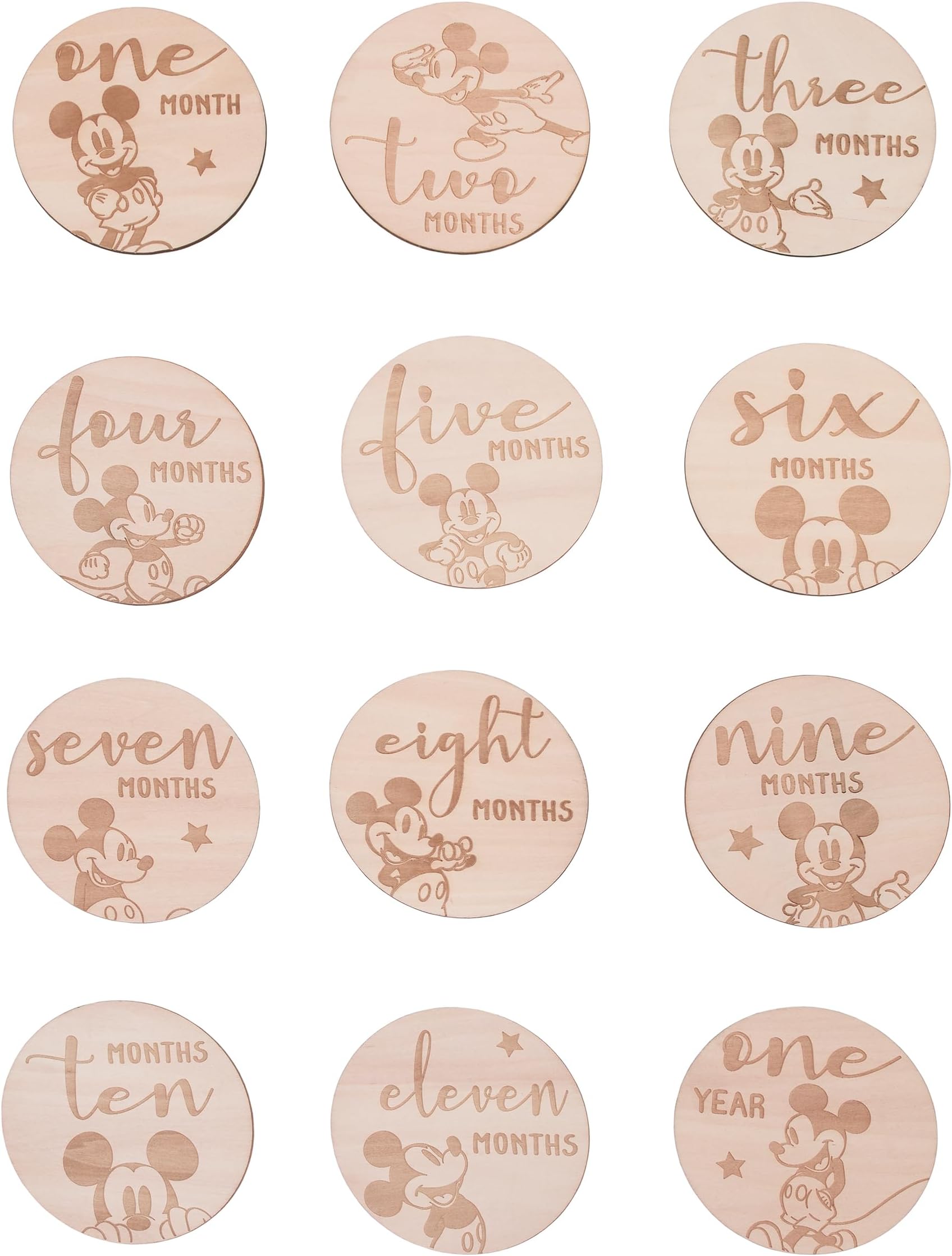 Amazon.com : Disney Mickey Mouse Natural Wood Tone, 12 Piece Wooden ...