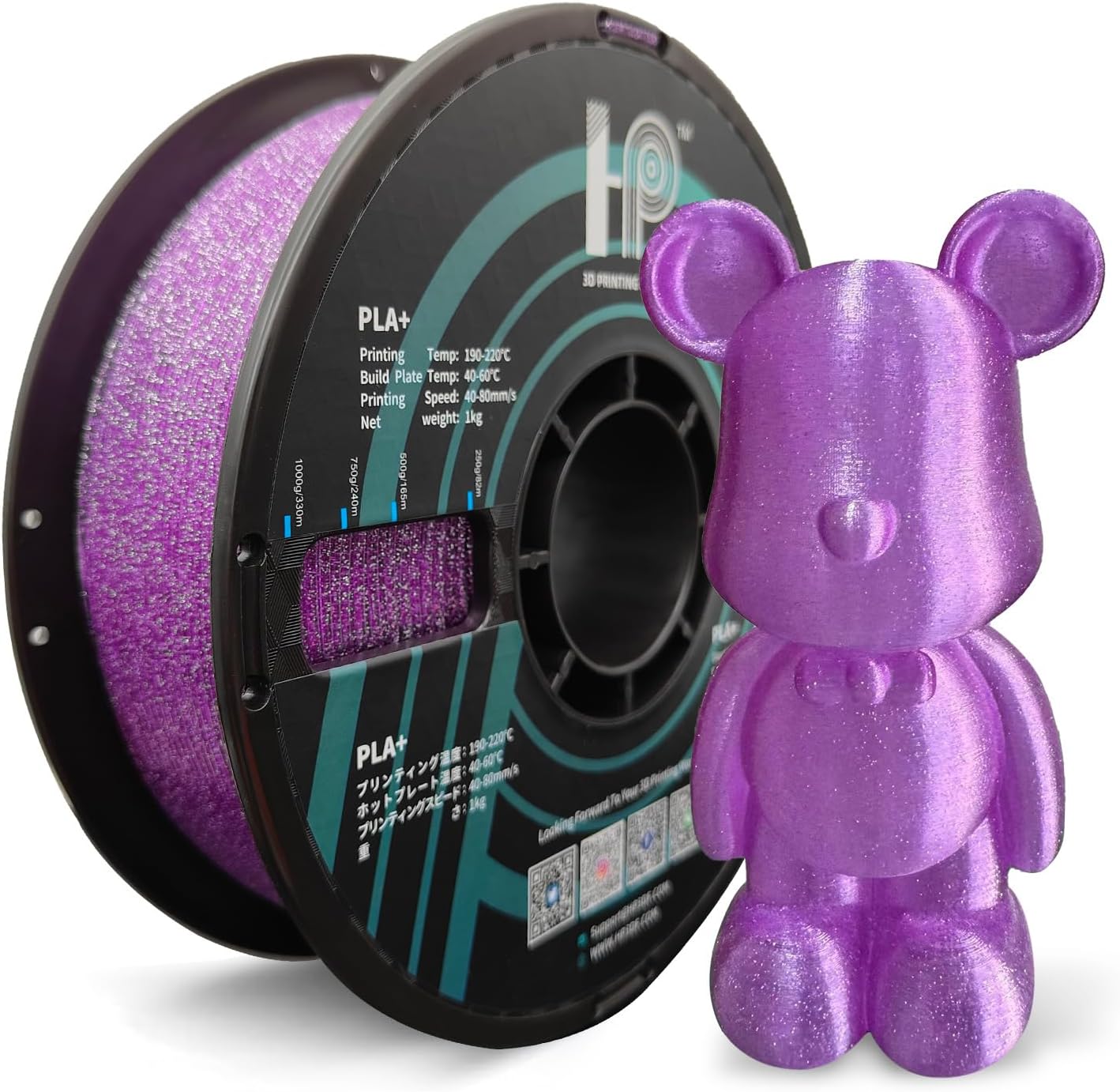 Amazon.com: HP3DF Glitter Purple Pla Filament 1.75mm 3D Printer ...