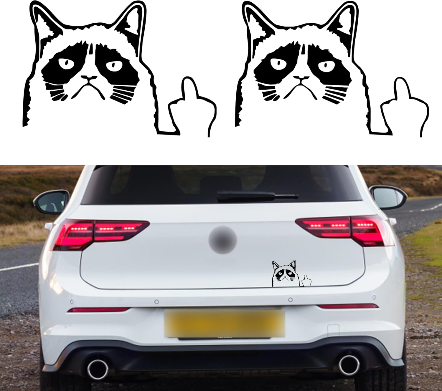 Amazon.com: TOMALL 2 Pcs Grumpy Middle Finger Cat Vinyl Car Decals for Car Window Waterproof ...