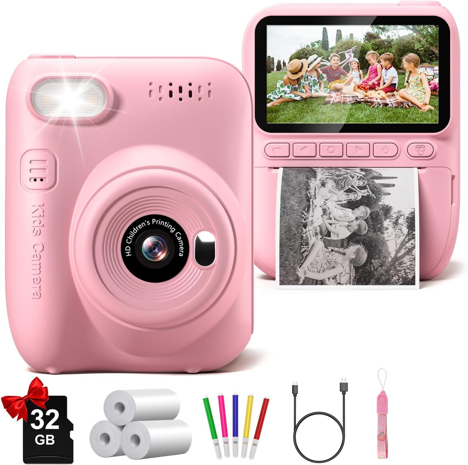 Amazon.com: Instant Print Camera for Kids, 3.0" HD 32MP Kids Camera ...